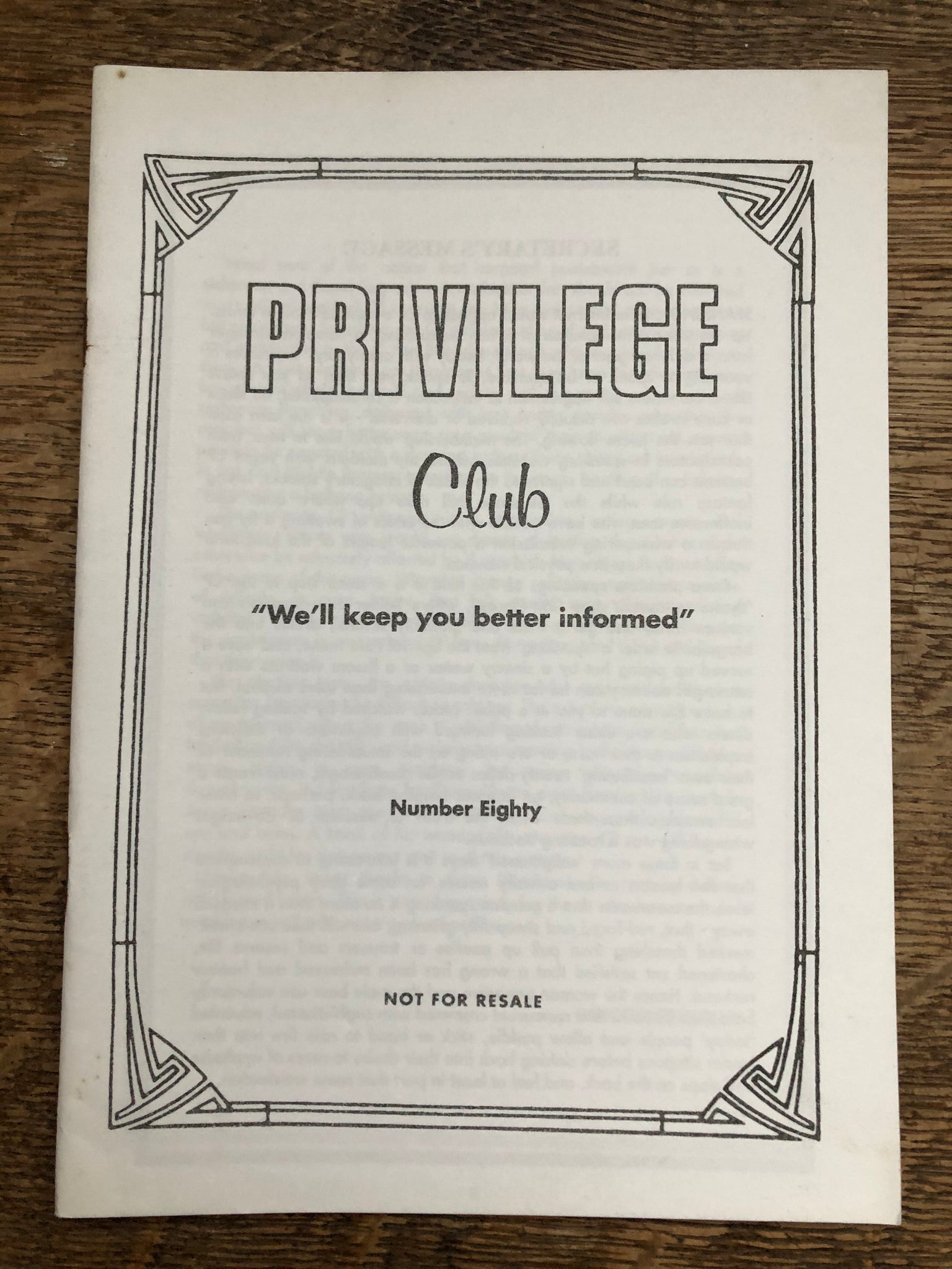 Privilege Club No 80 – Vintage Magazine Company